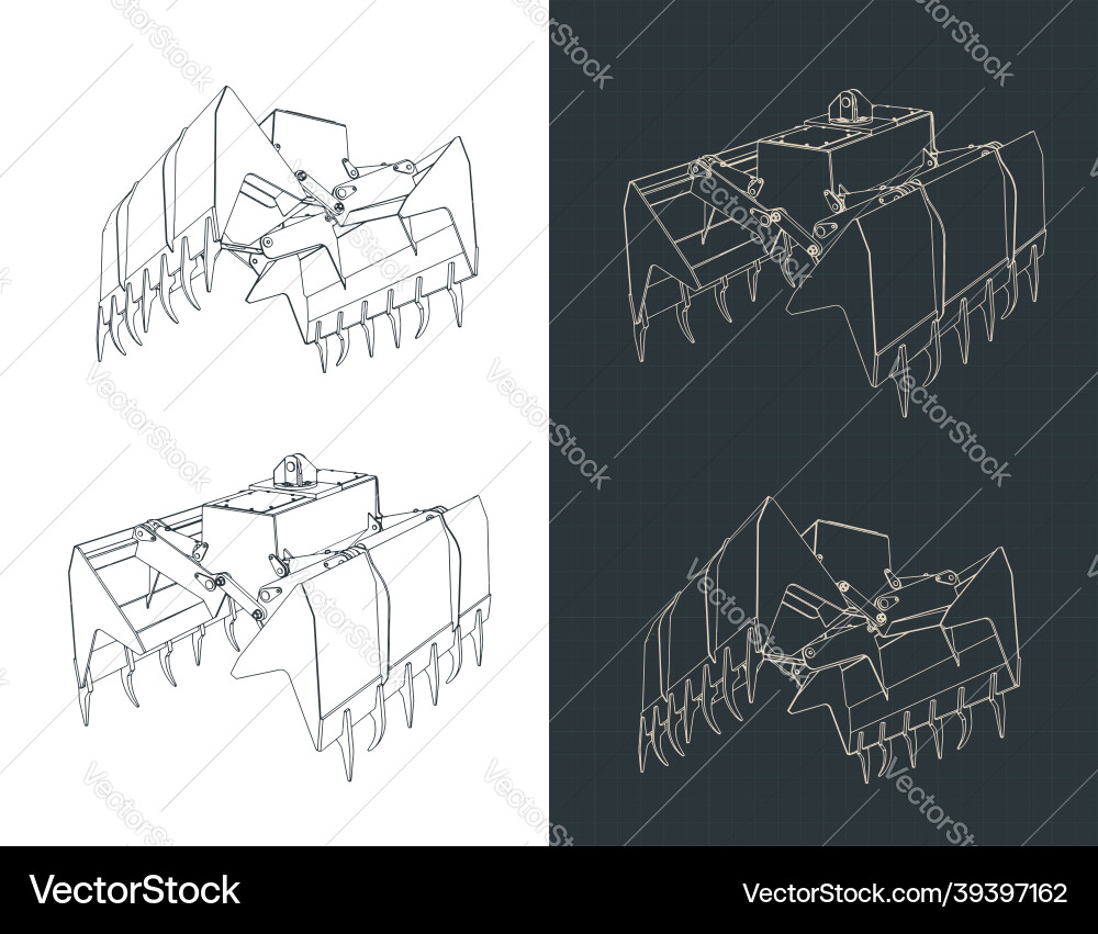 Gantry crane grab drawings Royalty Free Vector Image
