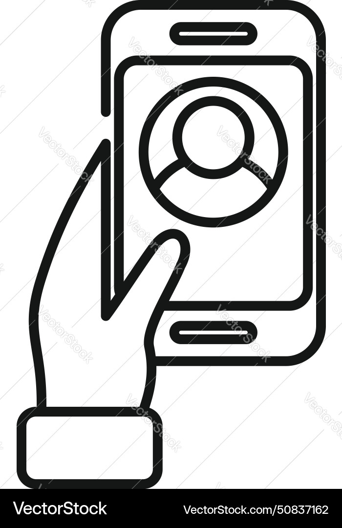 Phone change avatar icon outline online Royalty Free Vector