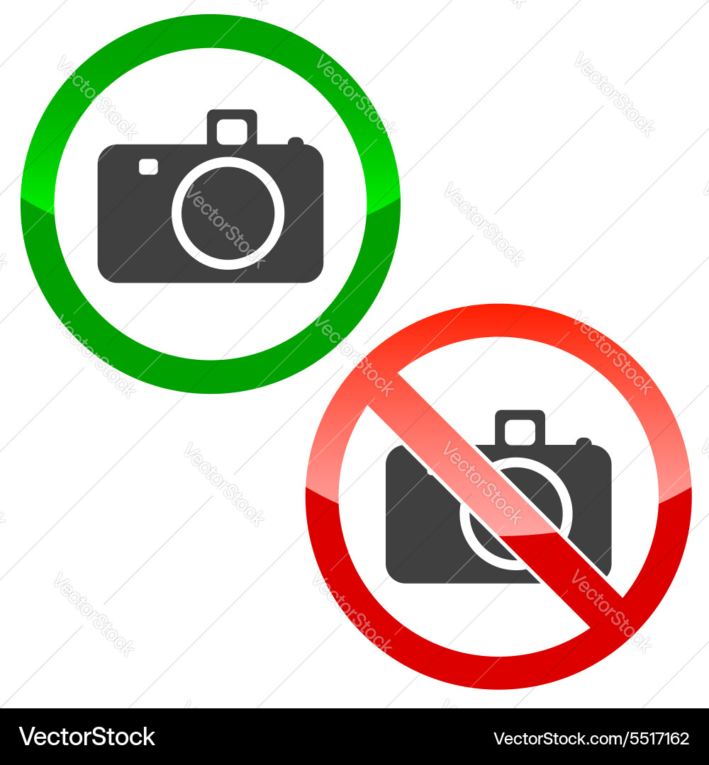 Photography permission signs set Royalty Free Vector Image
