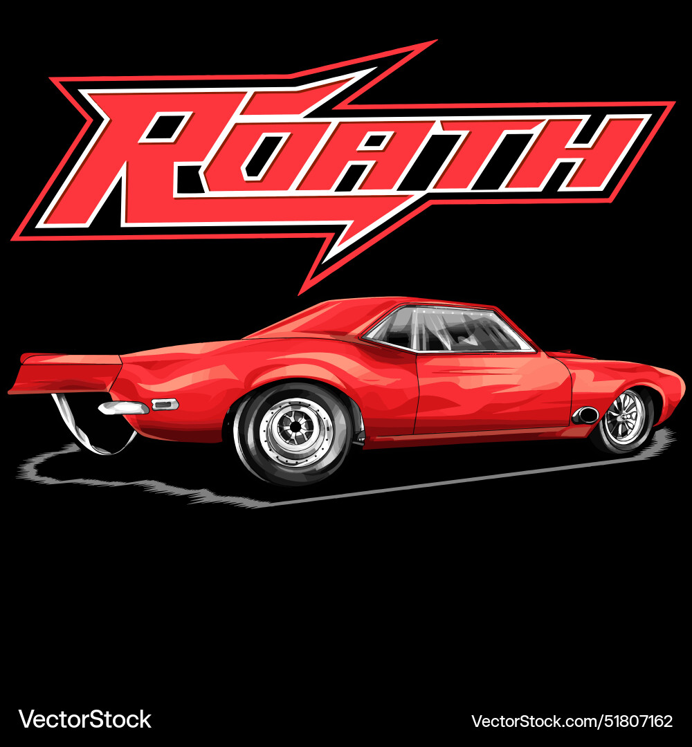 Red drag racing car with black strip Royalty Free Vector