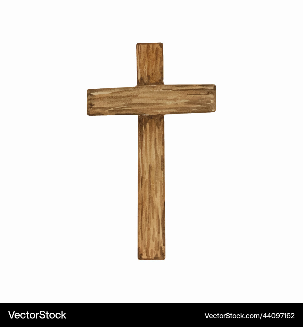 Watercolor wooden cross Royalty Free Vector Image