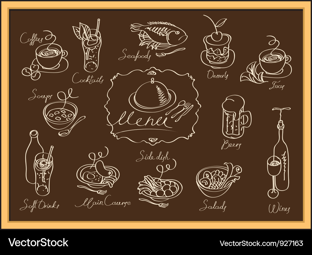 Blackboard Food Collection Royalty Free Vector Image