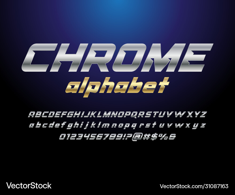 Chrome font Royalty Free Vector Image - VectorStock