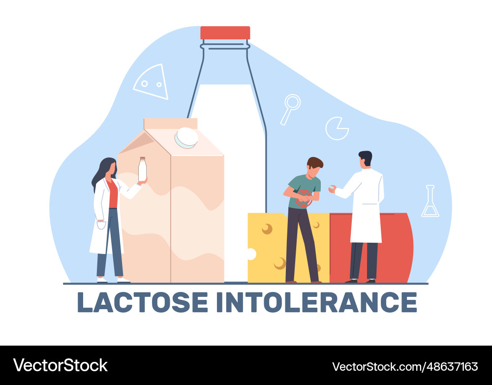 Concept of lactose intolerance man feels Vector Image