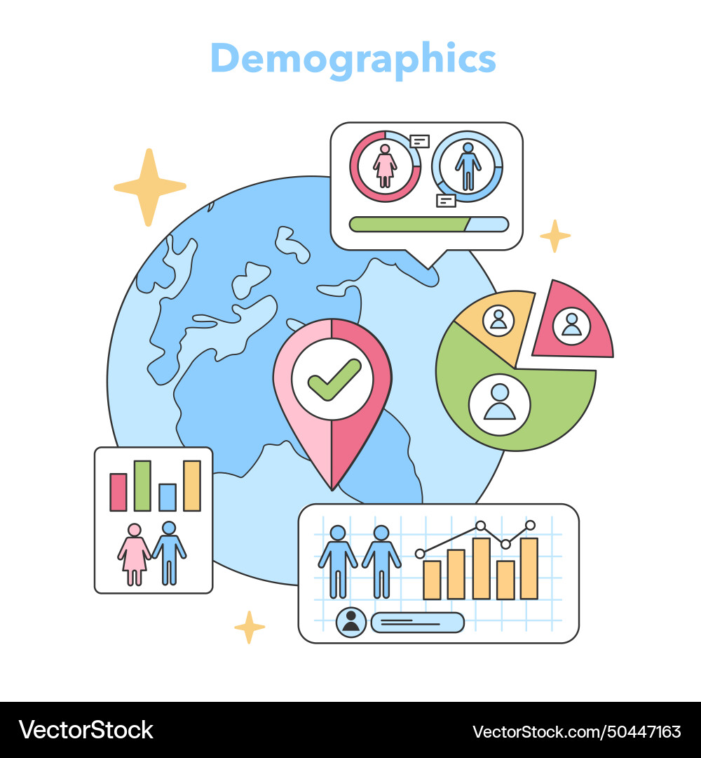 Demographics analysis concept flat Royalty Free Vector Image