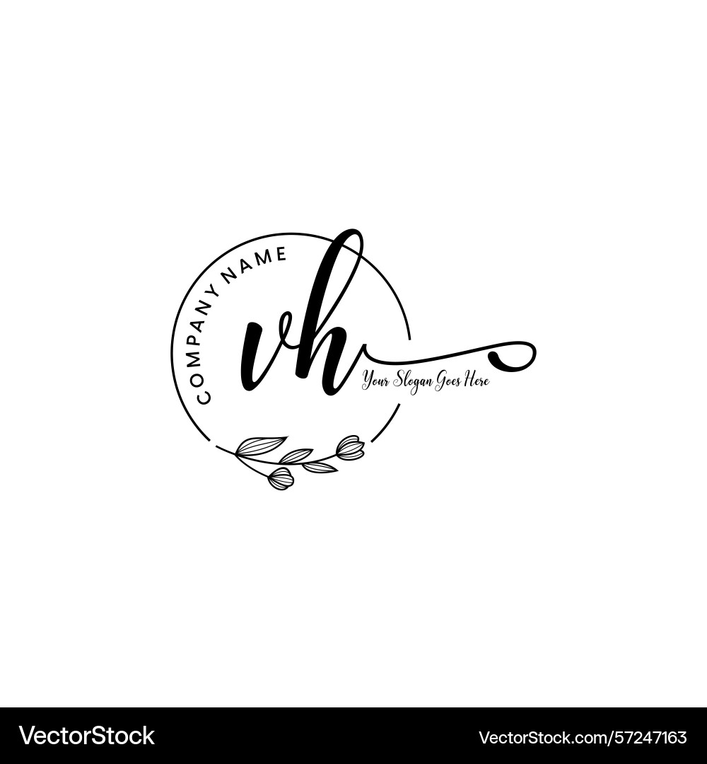 Elegant vh initial logo design with botanical Vector Image