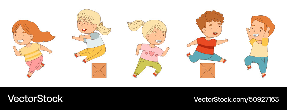 Happy kid running rush forward and hurry Vector Image