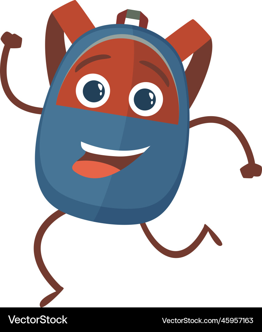 Happy Running Rucksack Cartoon fröhliche Schule Vektorbild