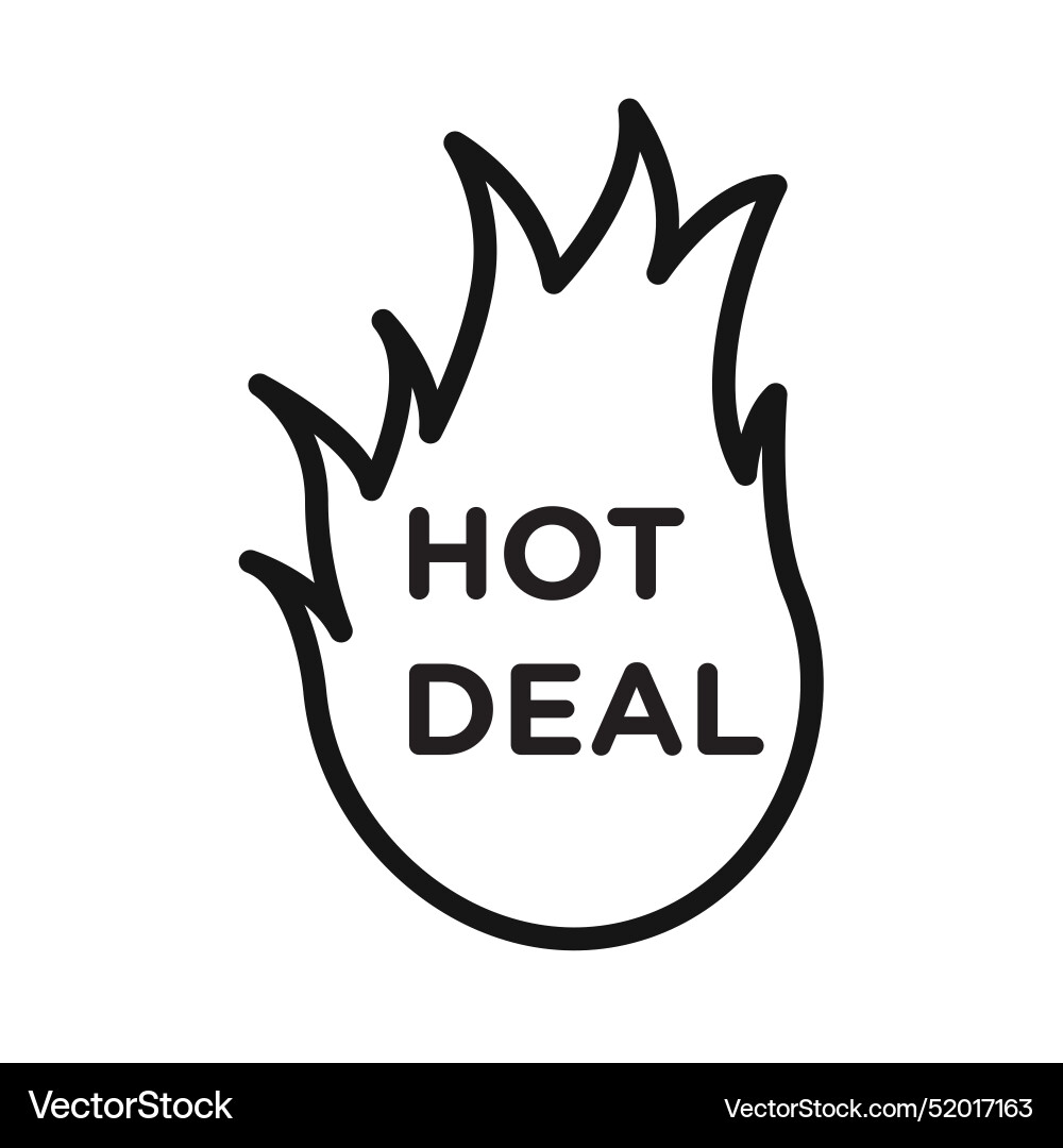 Hot deal icon black line art Royalty Free Vector Image