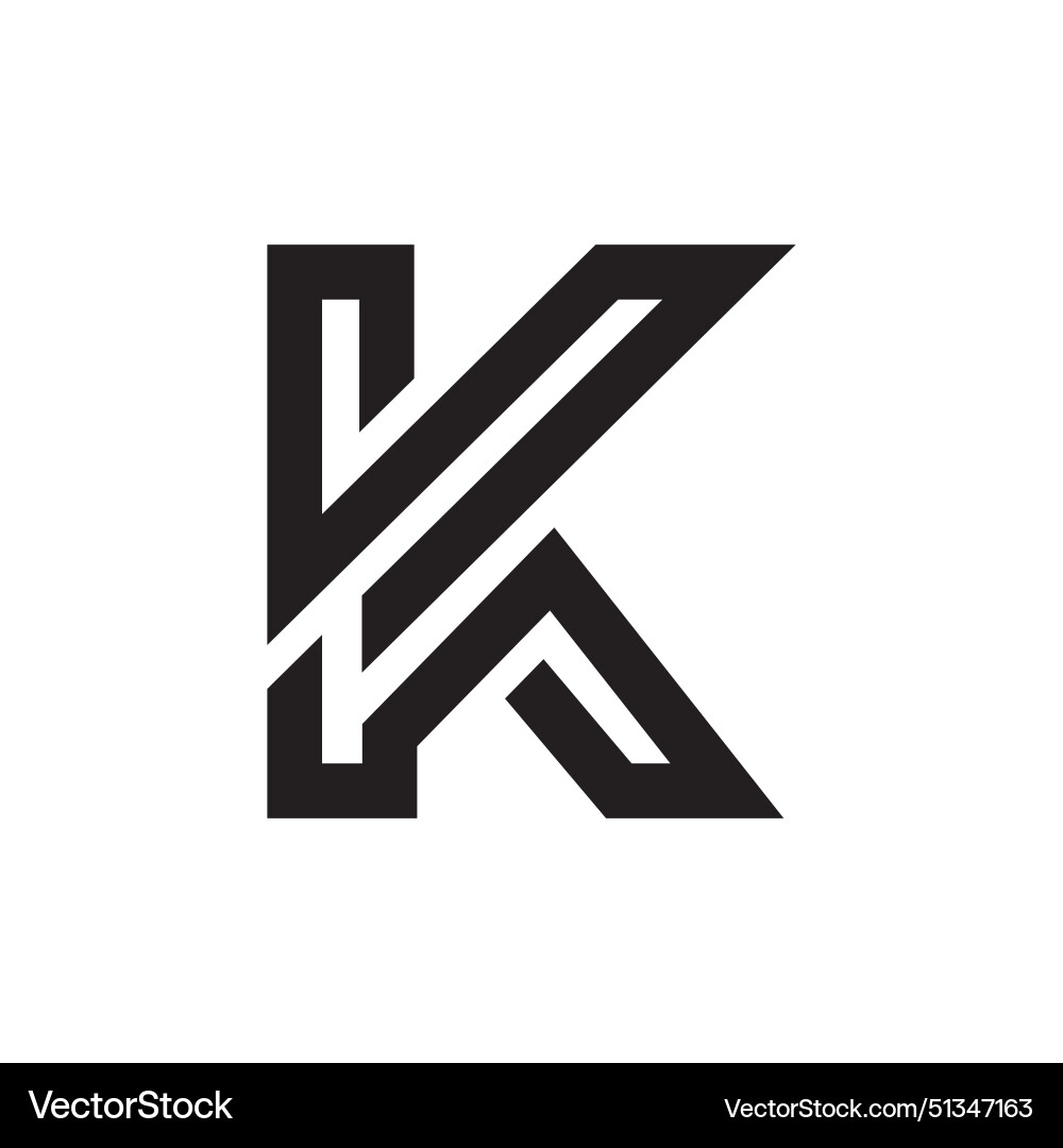 Letter kv or vk line art creative minimalist Vector Image