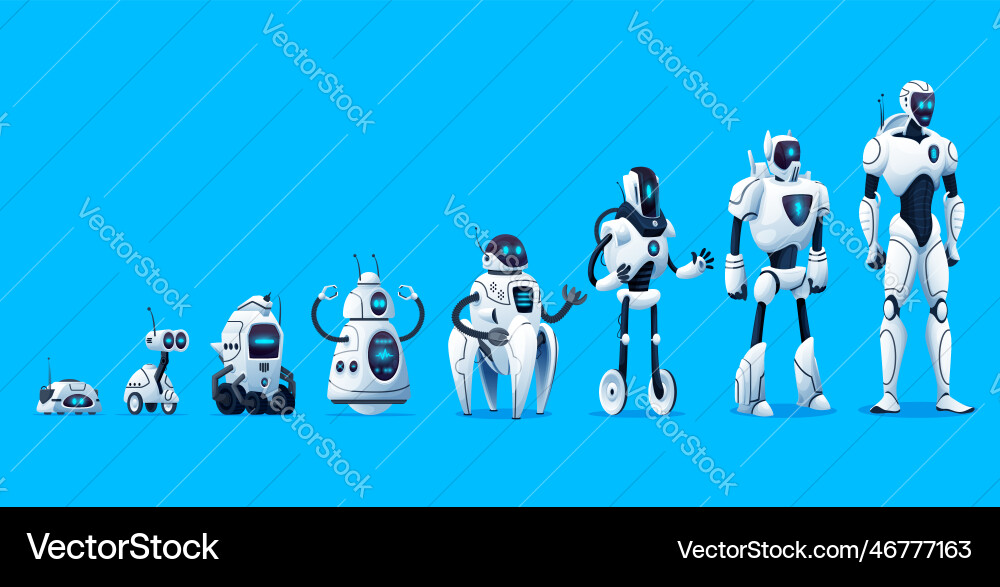 Robots evolution timeline of robotics technology Vector Image