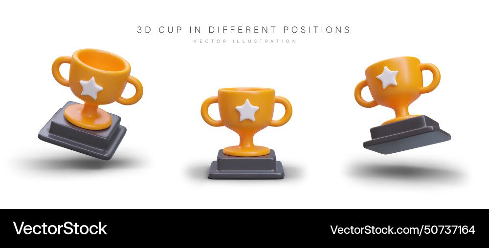 3d trophy cup with two handles on stand object Vector Image
