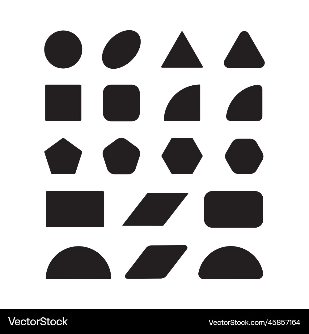 Basic geometric shapes icon set isolated Vector Image