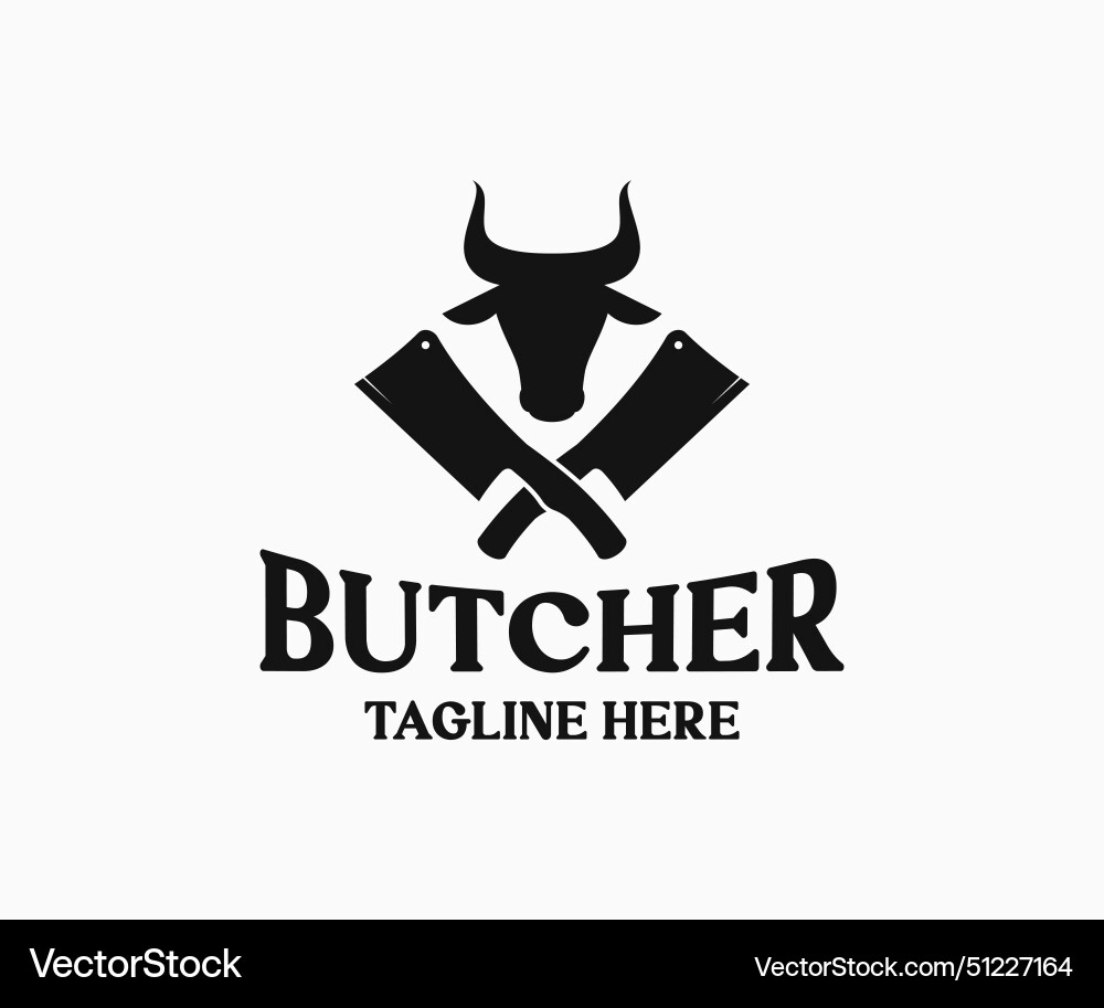 Butcher logo design and meat shop Royalty Free Vector Image