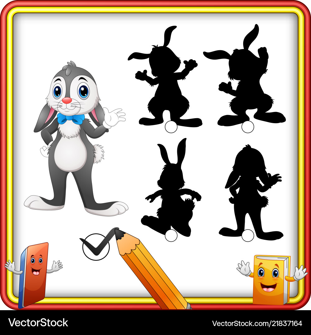 Cute Rabbit Shadow Game for Kids Royalty Free Vector Image