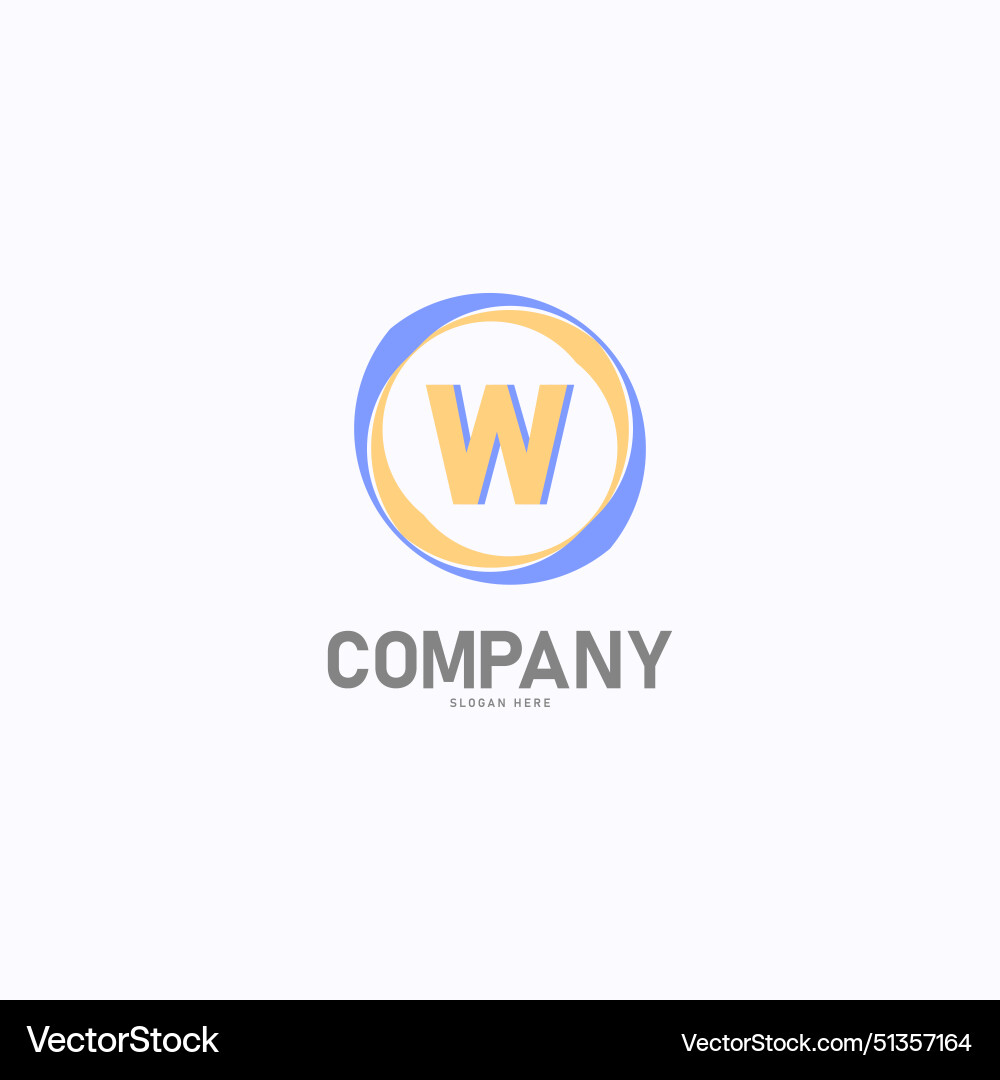 Letter w logo initial flat design tem Royalty Free Vector