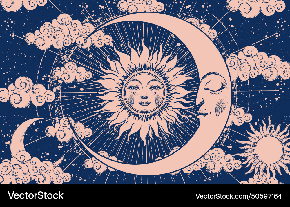 Mystical celestial astrology banner with sun Vector Image