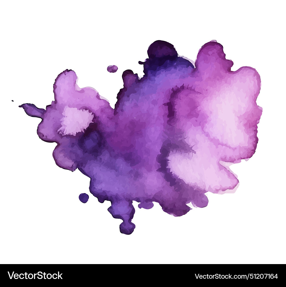 Purple ink watercolor splash paint blob Royalty Free Vector