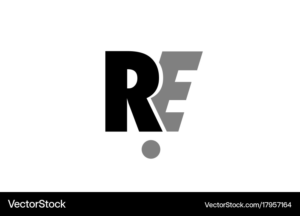 Re r e black white grey alphabet letter logo icon Vector Image