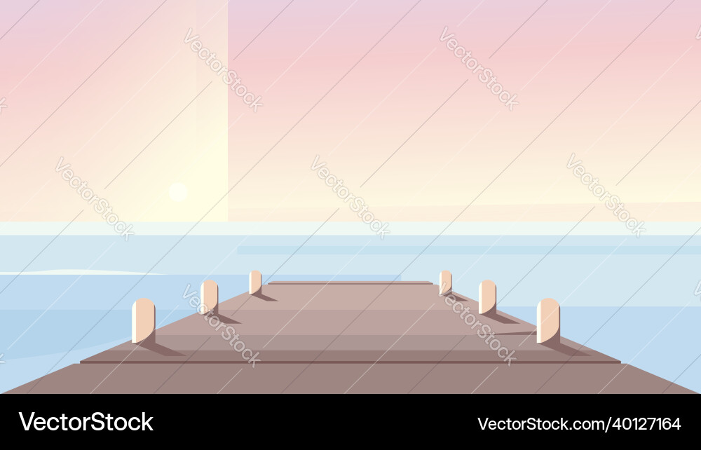 Sea pier at dawn Royalty Free Vector Image - VectorStock