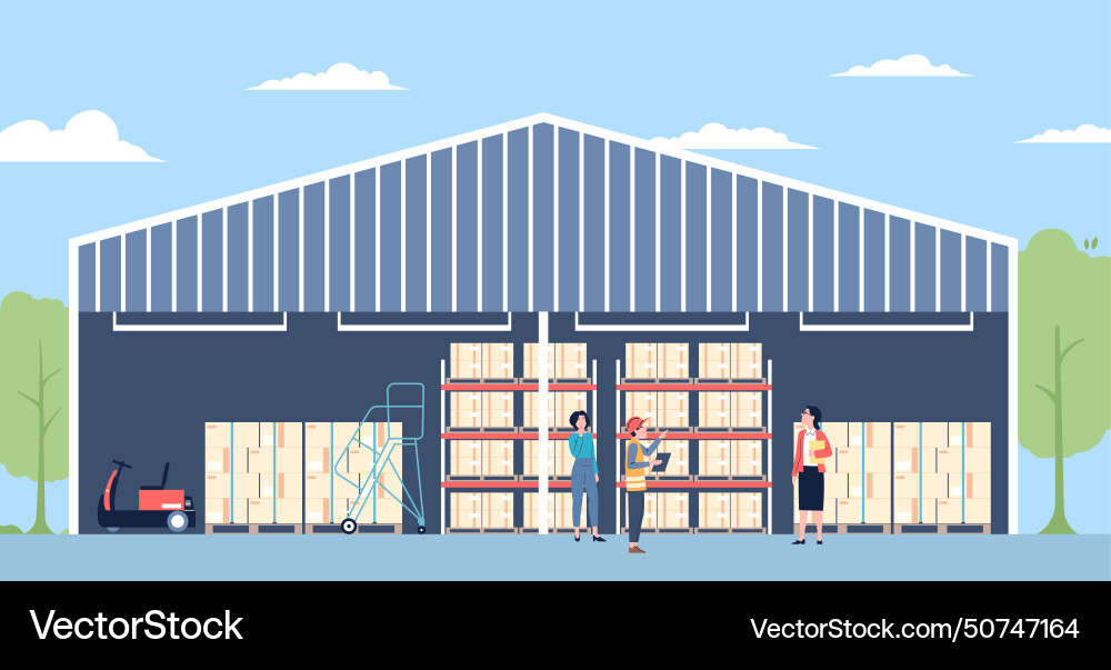 Warehouse audit uniformed employee manager Vector Image