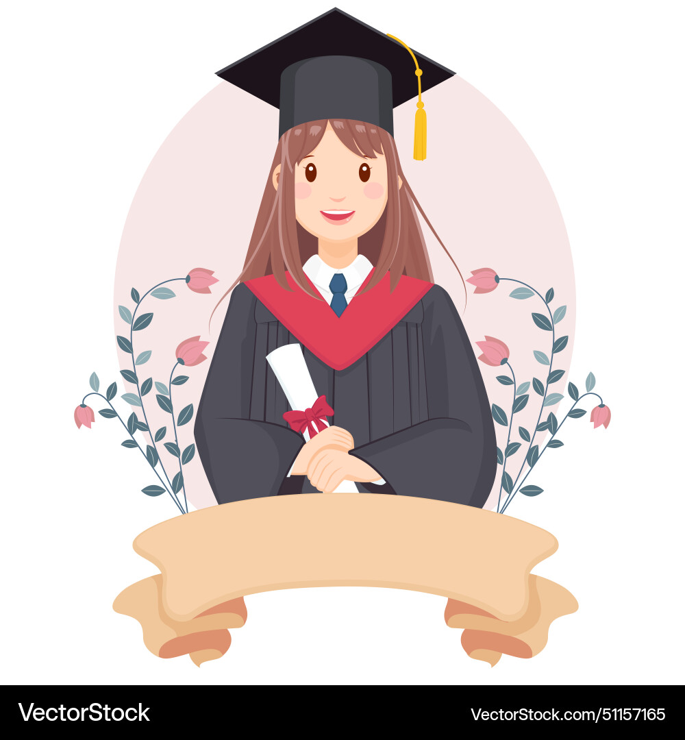 A graduated girl student wearing Royalty Free Vector Image