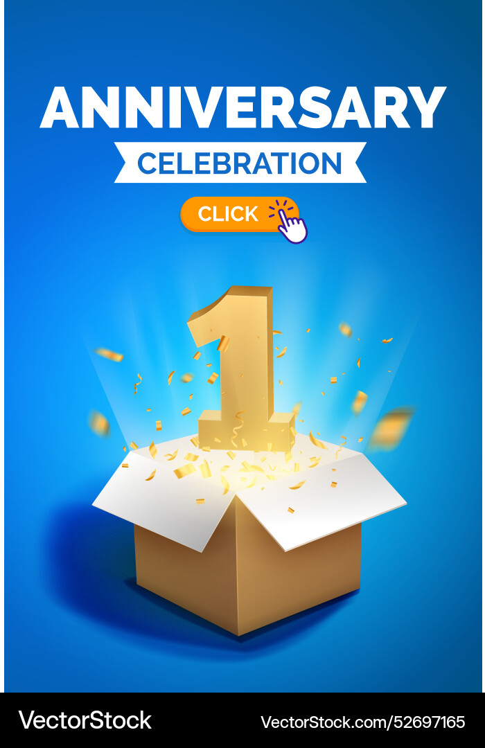 Anniversary birthday 1 year golden background Vector Image