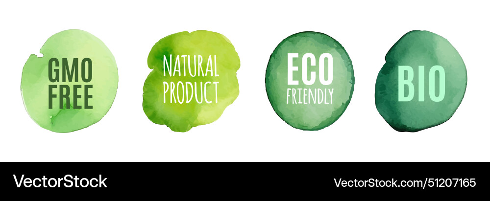 Bio watercolor green logo leaf eco organic Vector Image