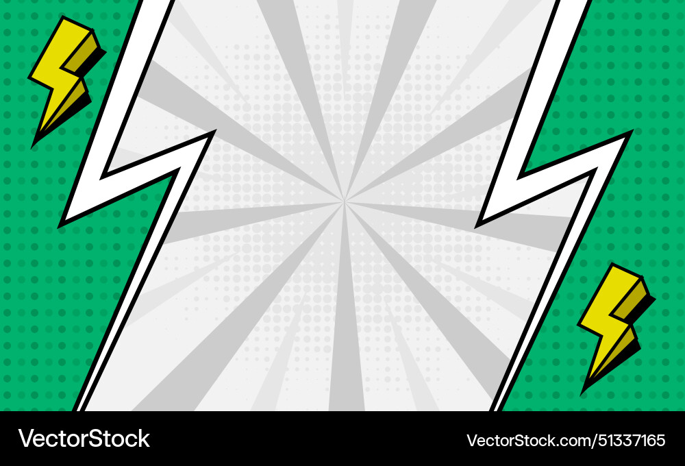 Blank green comic book frame background template Vector Image