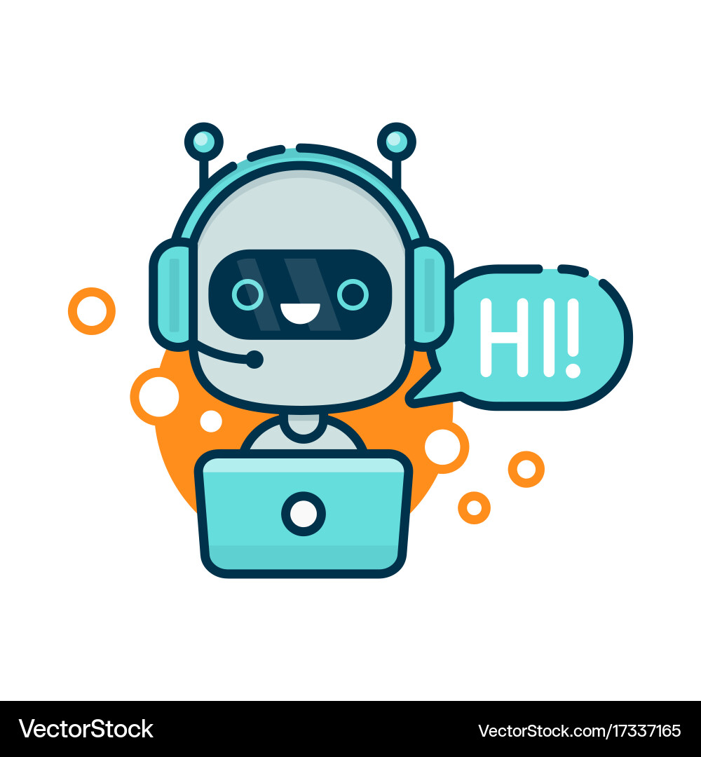 Cute smiling robot chat bot say hi Royalty Free Vector Image