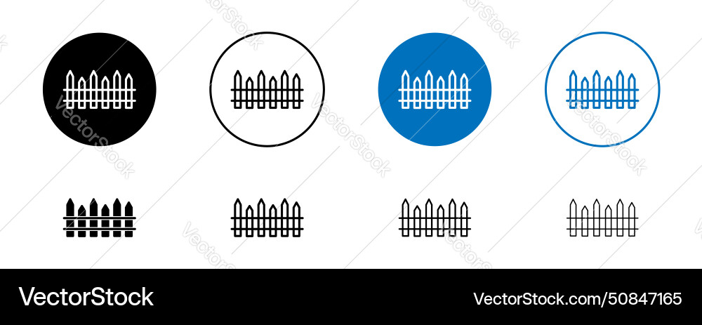 Fence icon set safety barrier garden symbol Vector Image
