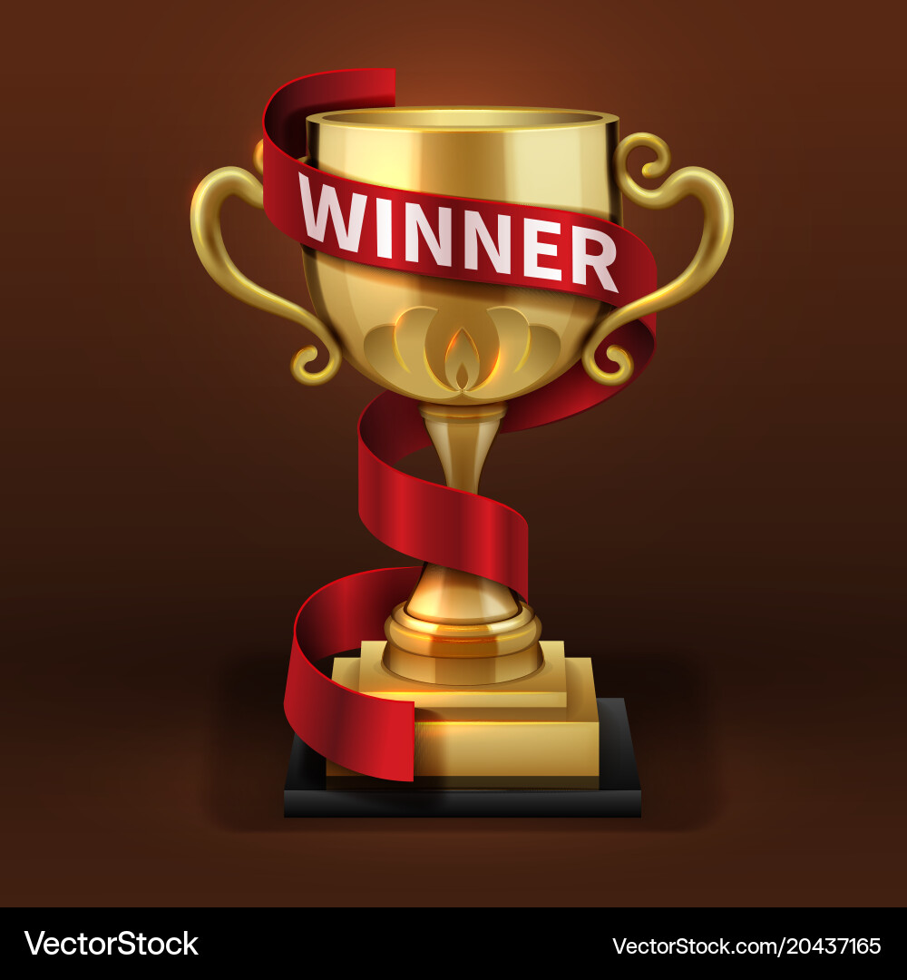 Golden Trophy with Red Ribbon Royalty Free Vector Image