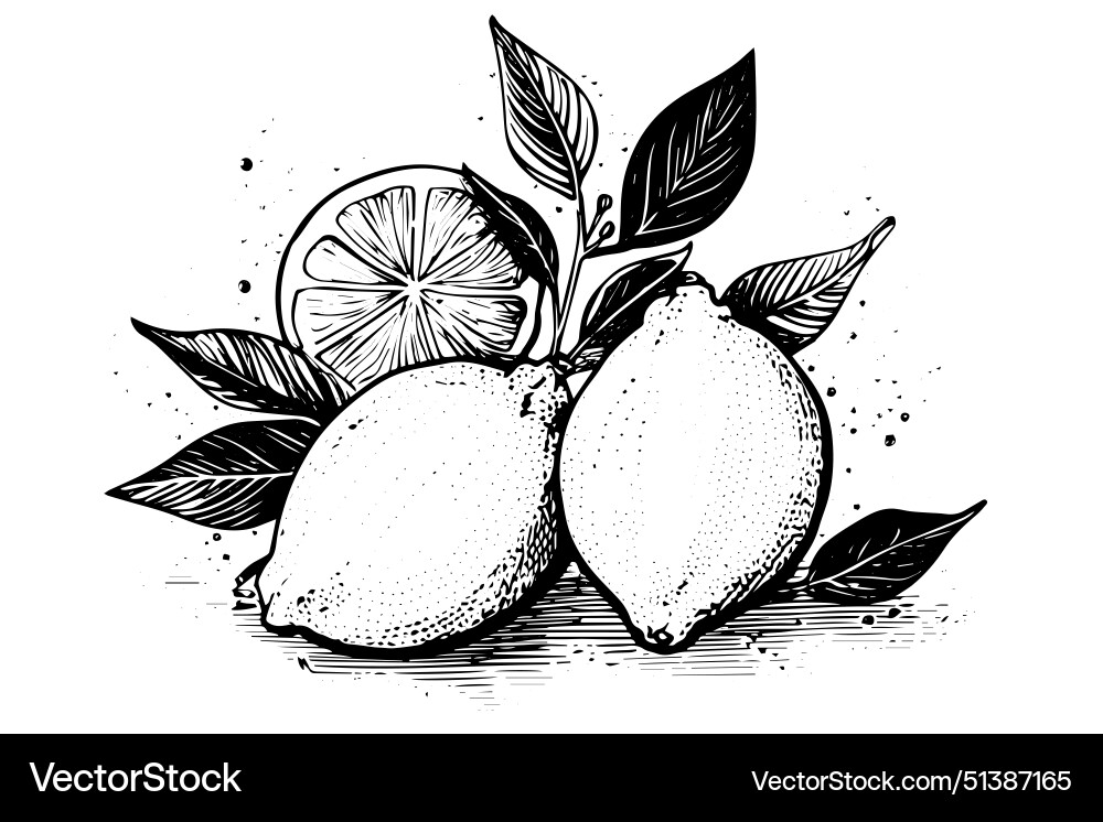 Hand drawn ink sketch of lemon Royalty Free Vector Image