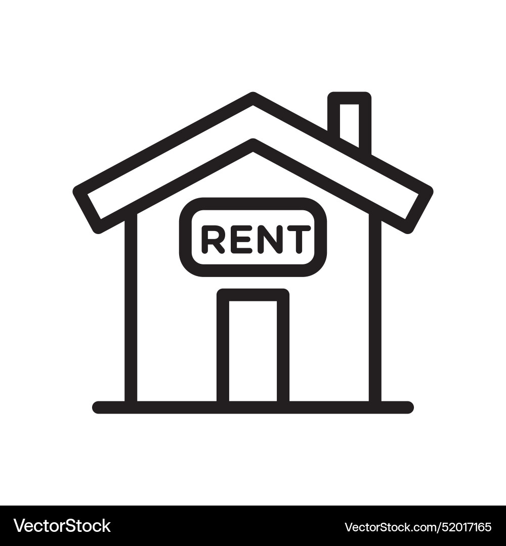 House rent icon black line art Royalty Free Vector Image