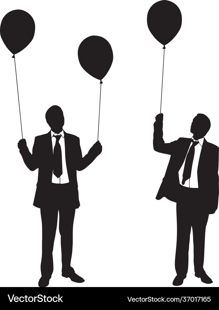 Men with black balloons Royalty Free Vector Image