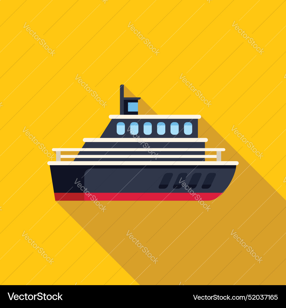 Modern cruise ship sailing on yellow background Vector Image
