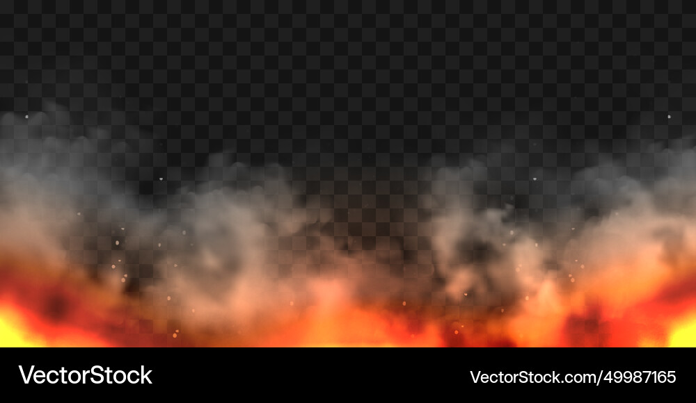Realistic smoke clouds and fire flame blast Vector Image