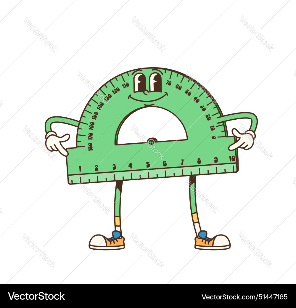 Retro groovy protractor ruler old school character