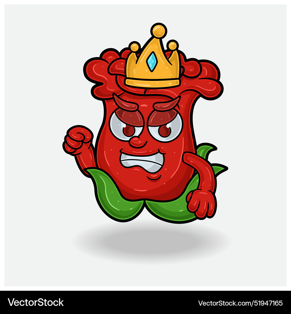 Rose flower cartoon with angry expression Vector Image