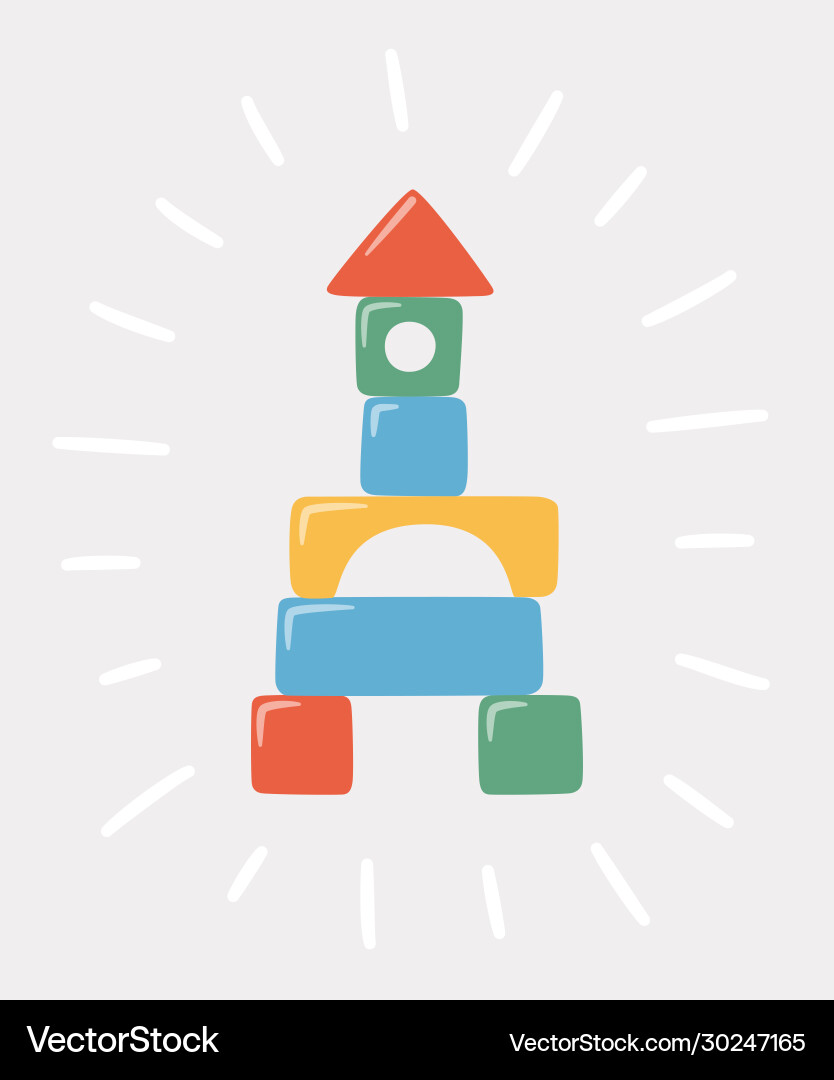 Tower children toy blocks multicolored wooden Vector Image