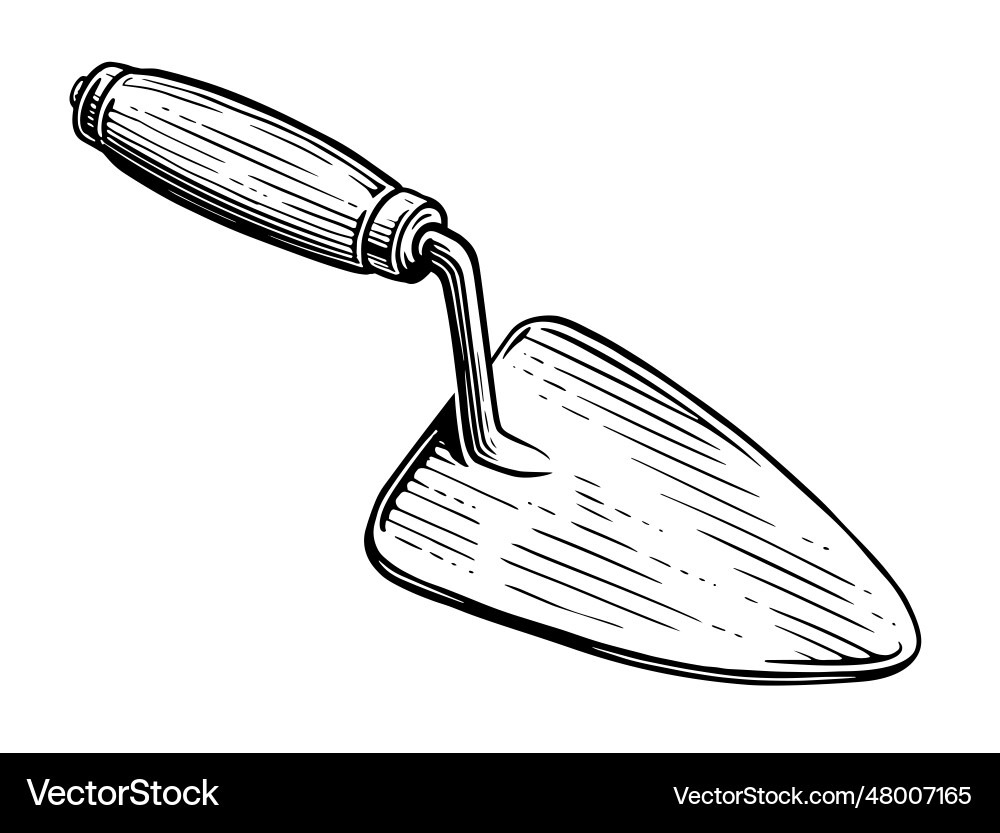 Trowel with wooden handle construction tool Vector Image