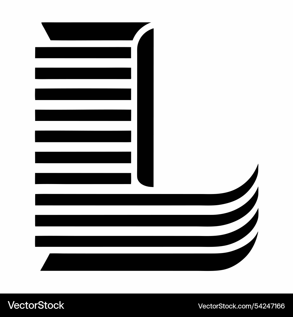 Black abstract letter l icon with horizontal strip