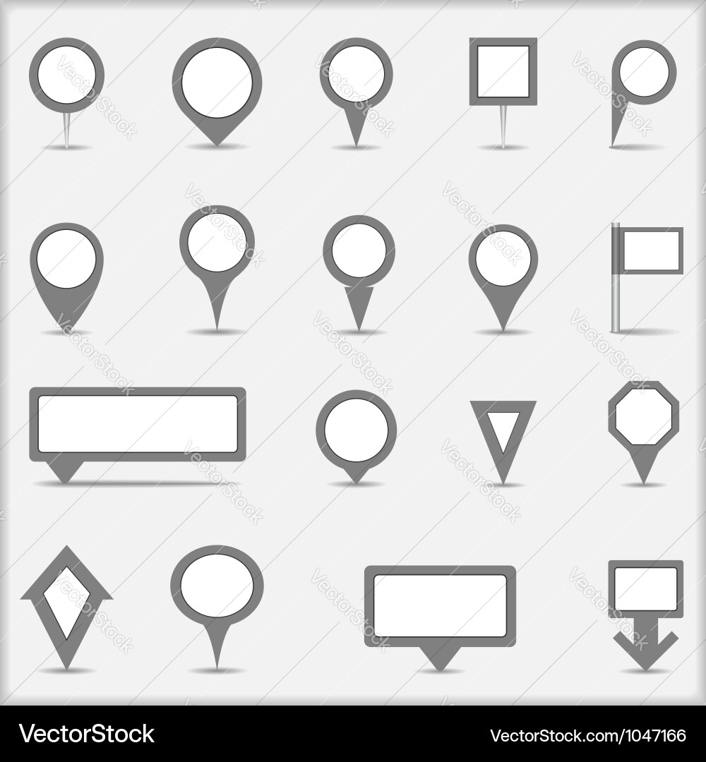 Collection of simple gray map markers Royalty Free Vector