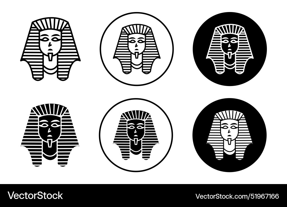 Egyptian pharaoh flat line icon set Royalty Free Vector