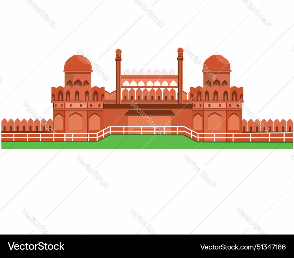 Famous indian monument red fort Royalty Free Vector Image