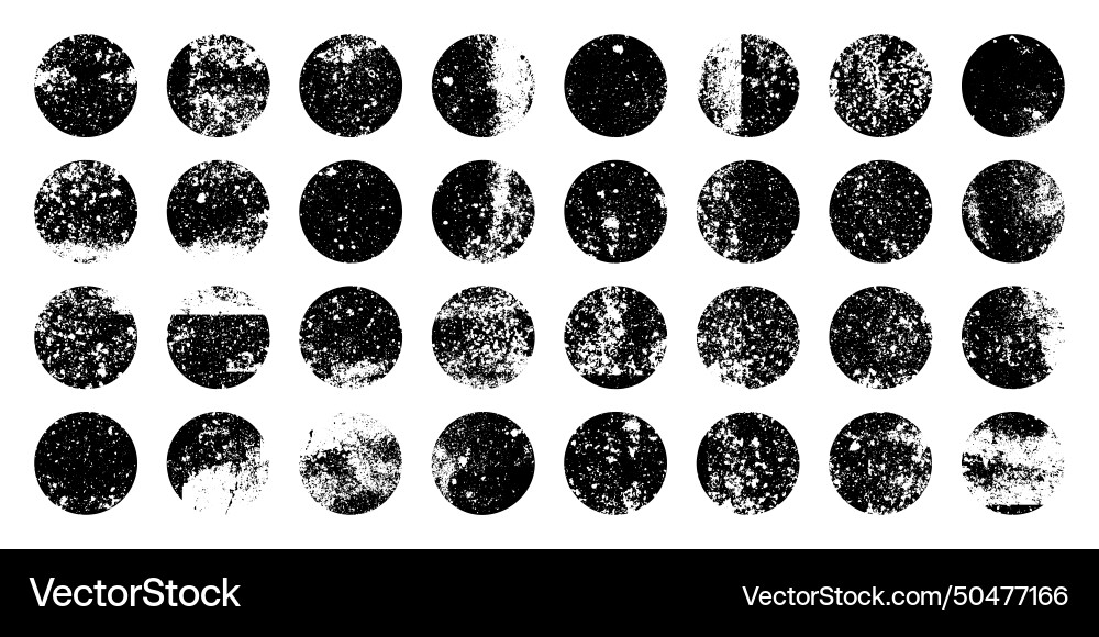Grunge circles with stains and scratches circle Vector Image