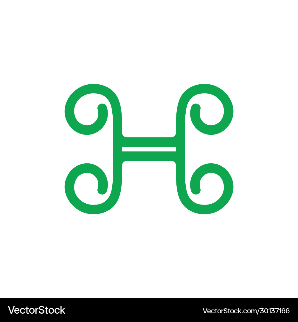 Letter h curves spiral shape logo Royalty Free Vector Image