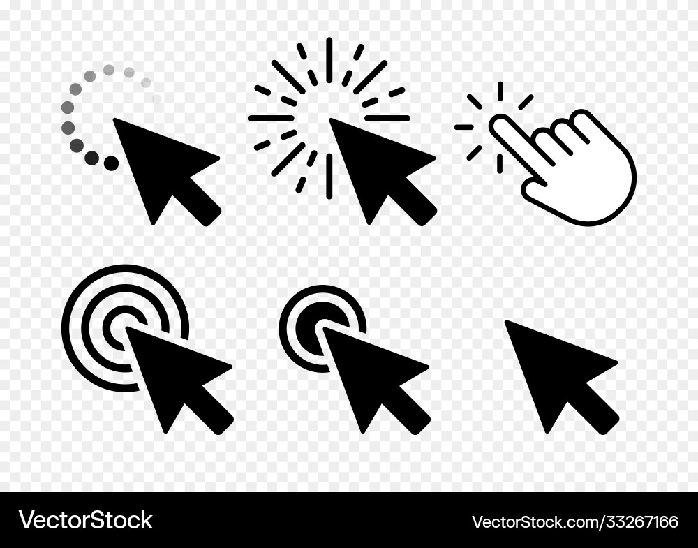 Maus Klicken Sie auf Cursor Icons - Schwarze Pfeile