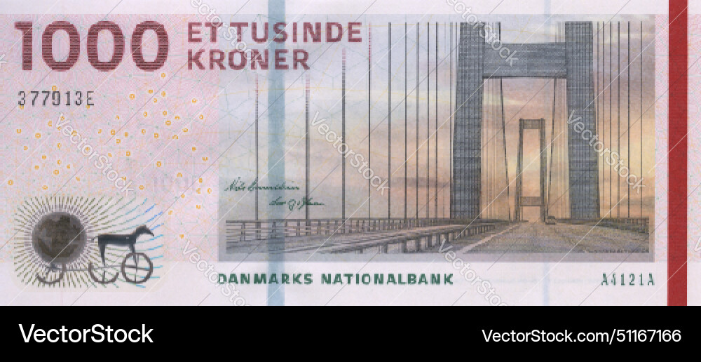 Obverse high polygonal pixel mosaic banknote 1000 Vector Image