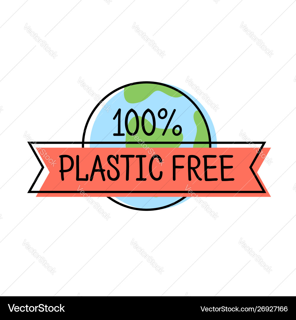 Plastic free product label logo line style Vector Image